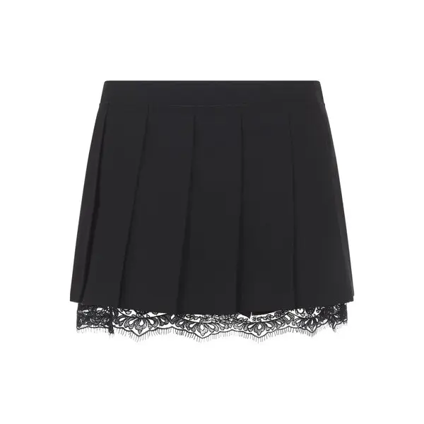 Acne Studios Wool Blend Mini Skirt With Lace Detail
