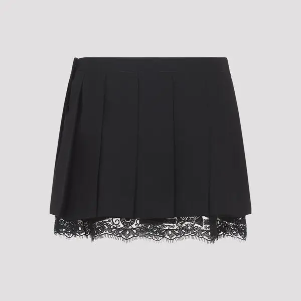 Acne Studios Wool Blend Mini Skirt With Lace Detail