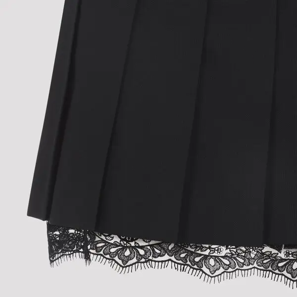 Acne Studios Wool Blend Mini Skirt With Lace Detail
