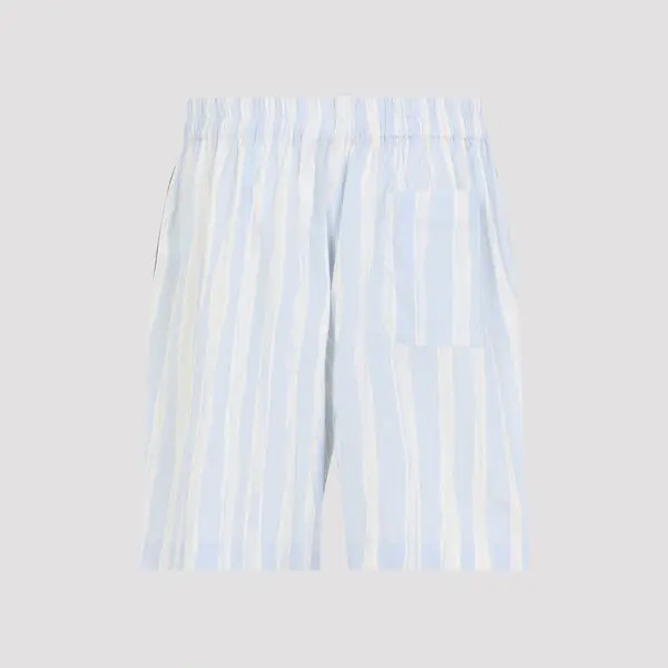 Jacquemus Striped Cotton Poplin Shorts - Blue