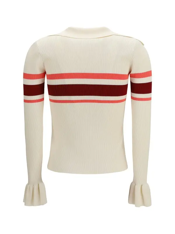 SELF-PORTRAIT Striped Viscose Knit Button Top With Gold Detailing - Multicolor