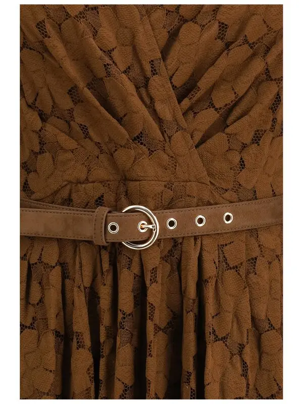 Max Mara Agrume Lace Midi Dress - Brown