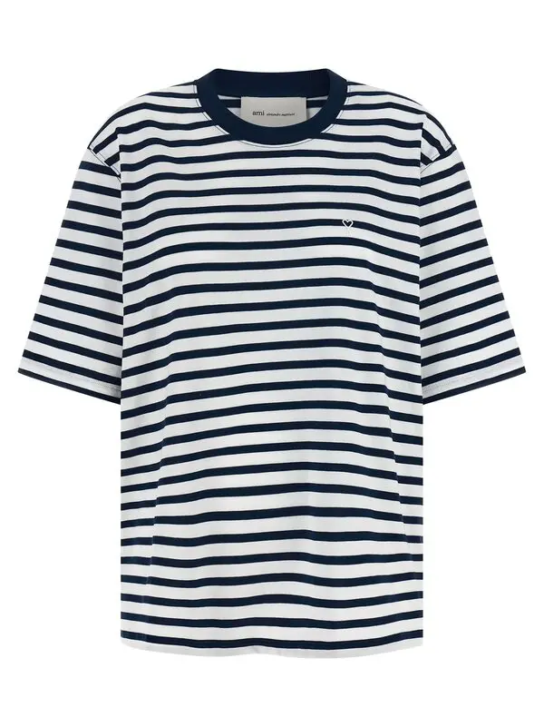 AMI Paris Marinière Cotton Crewneck T-shirt
