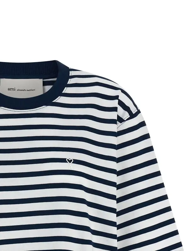 AMI Paris Marinière Cotton Crewneck T-shirt
