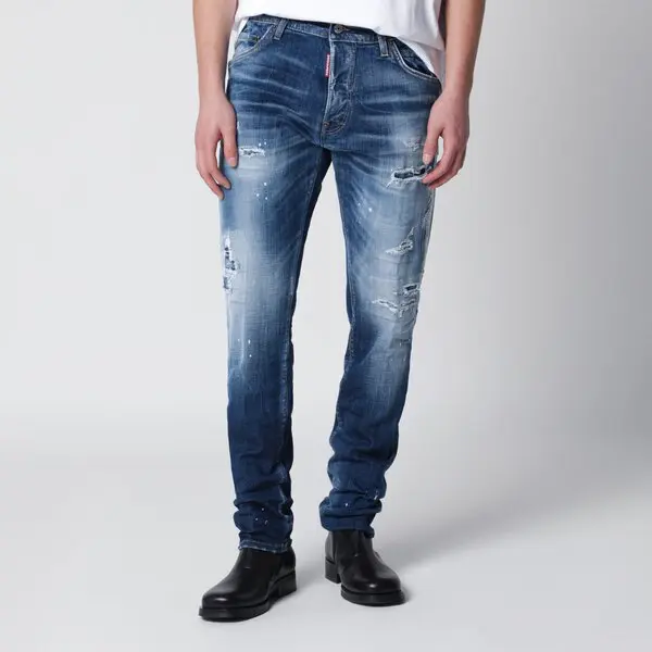 Dsquared2 Slim Washed Jeans With Distressed Details - Blue