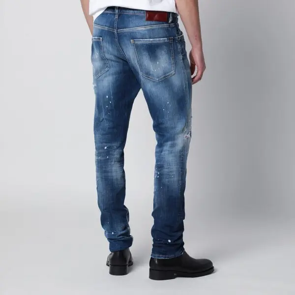 Dsquared2 Slim Washed Jeans With Distressed Details - Blue