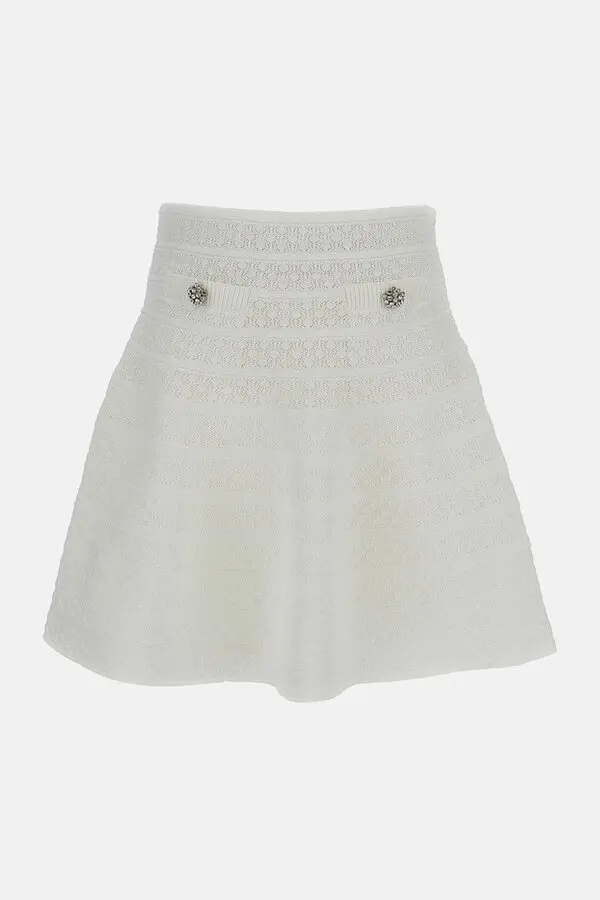 SELF-PORTRAIT Pointelle Knit Mini Skirt
