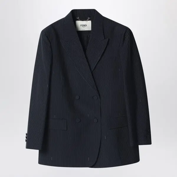 Fendi Pinstriped Wool Blazer - Blue