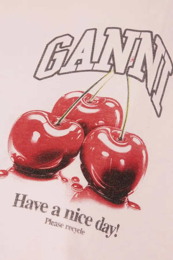 GANNI Long Sleeve Sweatshirt With Cherry Graphic