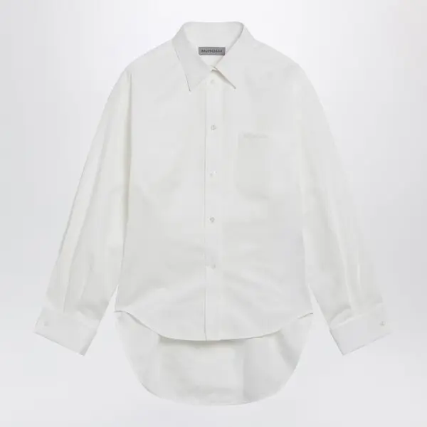Balenciaga Cocoon Shirt In Cotton And Silk Poplin - White