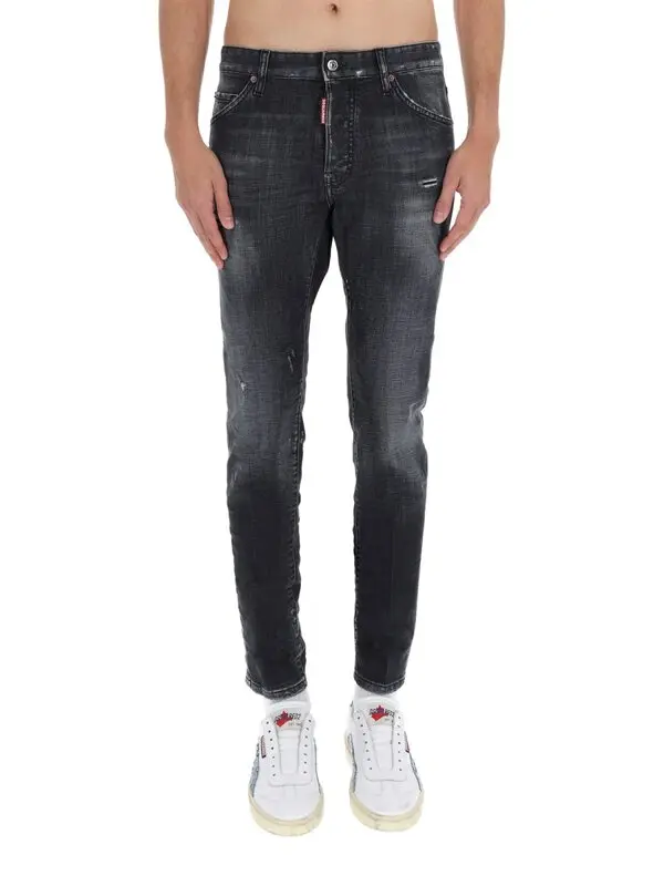 Dsquared2 Denim Jeans With Distressed Details - Black