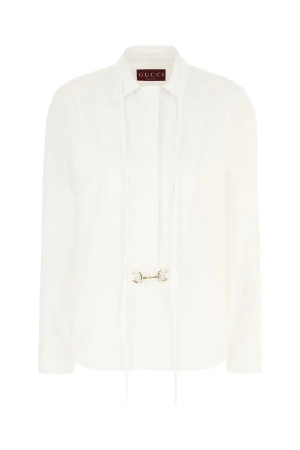 Gucci White Clothing Coat With Gold Tone Hardware - Multicolor