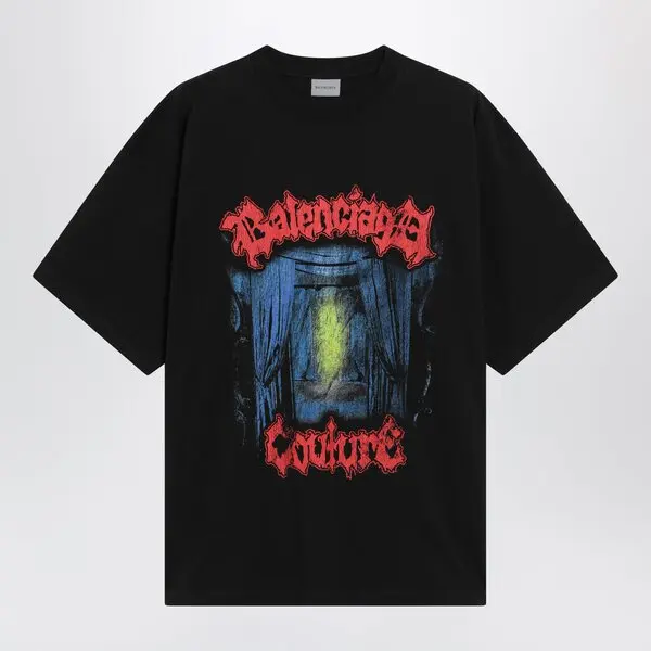 Balenciaga Salon De Couture Cotton Jersey T-shirt - Black