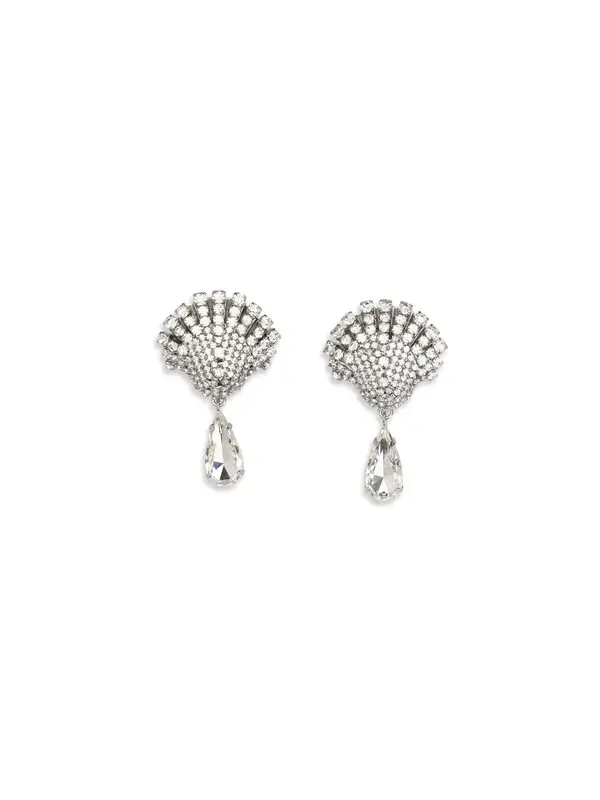 Alessandra Rich Crystal Drop Earrings - Silver