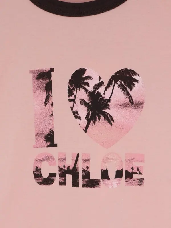 Chloé Cotton T-shirt With Flamingo And Logo Print