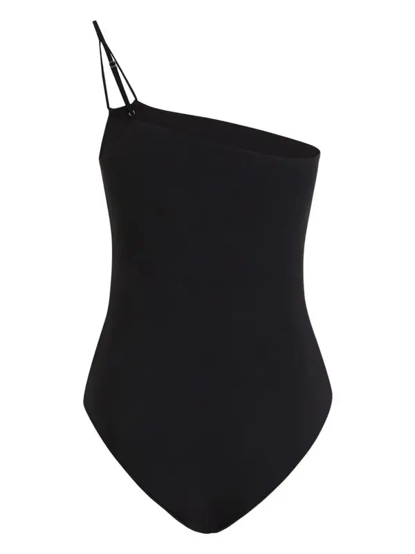 Dolce & Gabbana One-shoulder Swimsuit With Logo Plaque - Multicolor