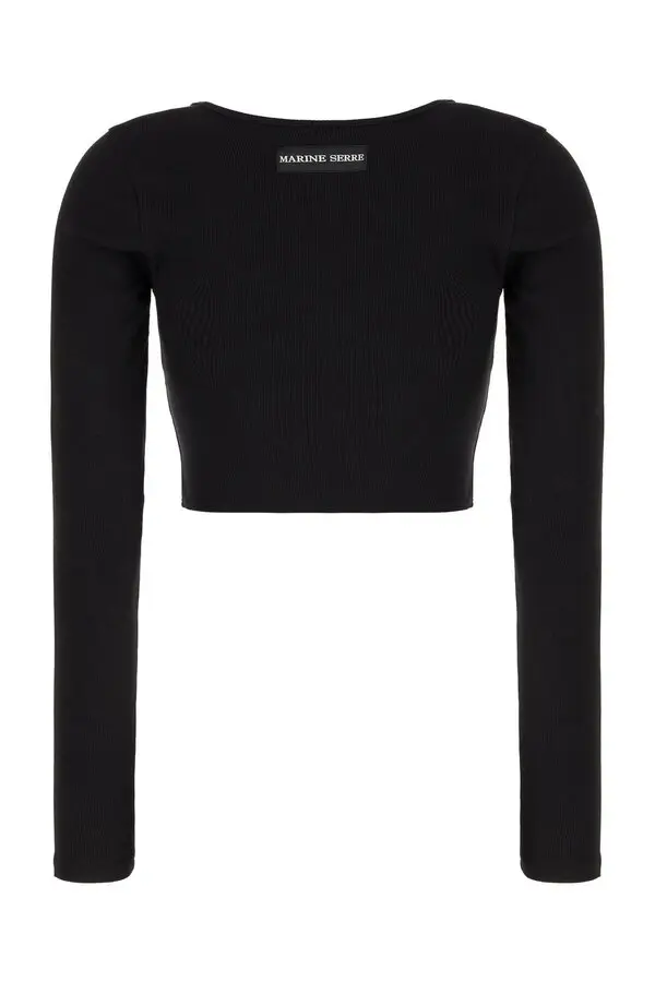MARINE SERRE Cropped Ribbed Top With Emblem