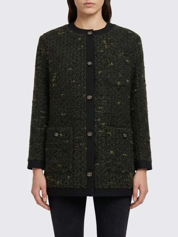 Gucci Textured Knit Jacket With Button Detail