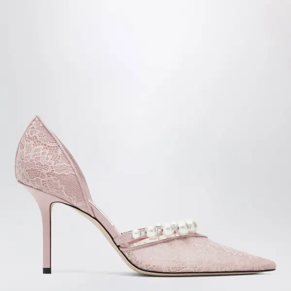JIMMY CHOO Lace Decollete With Pearl Decoration - Pink