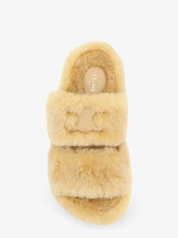 Celine Triomphe Shearling Slides