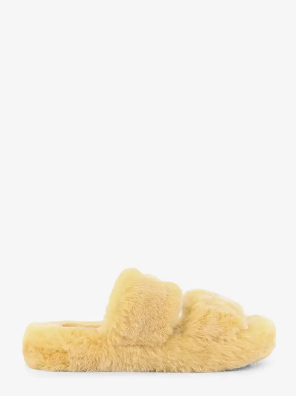 Celine Triomphe Shearling Slides - Multicolor