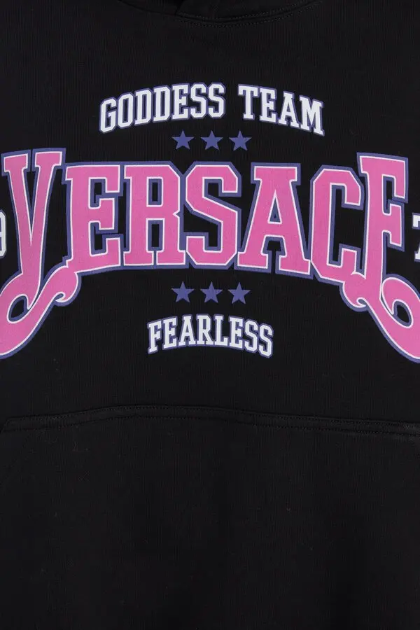 Versace Black Graphic Print Cotton Hoodie
