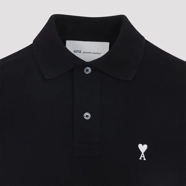 AMI Paris Contrasted De Coeur Polo - Black