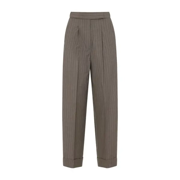 Max Mara Manetta Tailored Pinstriped Wool Trousers - Brown