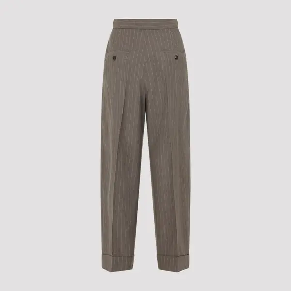 Max Mara Manetta Tailored Pinstriped Wool Trousers - Brown