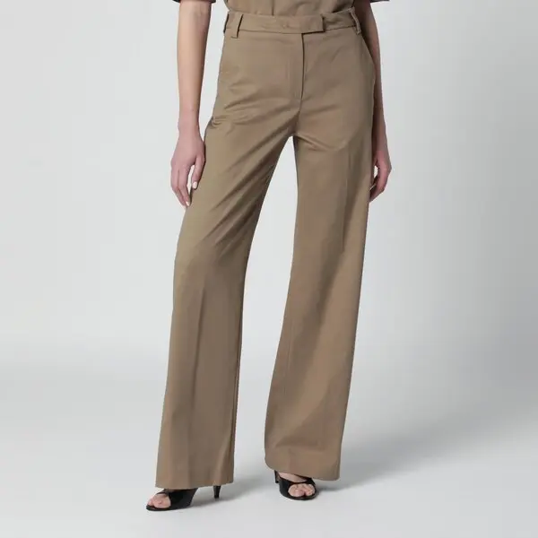 THELATEST Cognac Cotton Palazzo Trousers - Brown