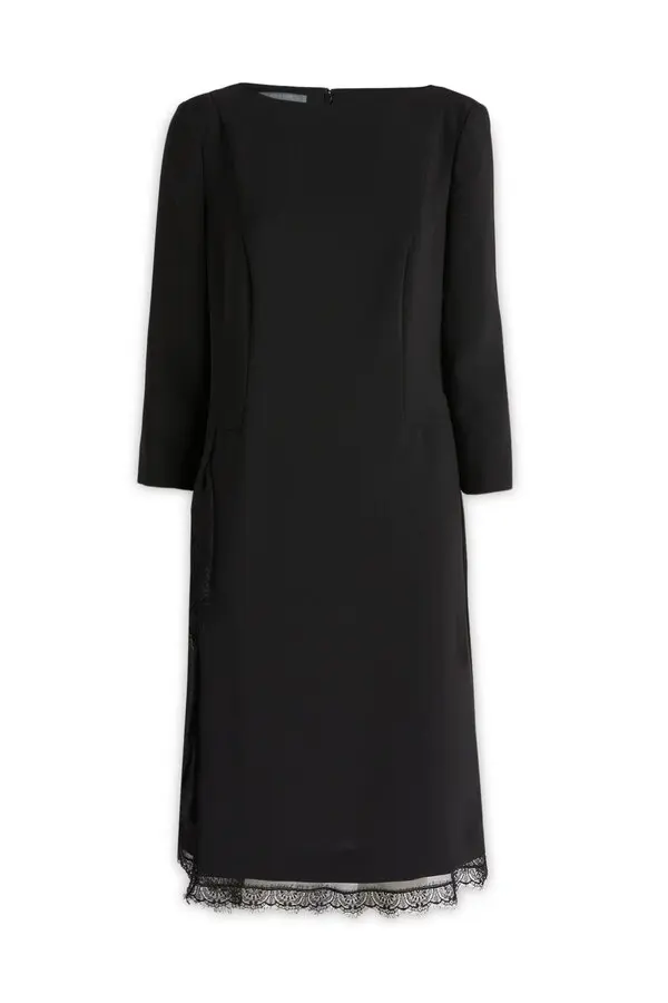 Alberta Ferretti Black Lace Trimmed Dress