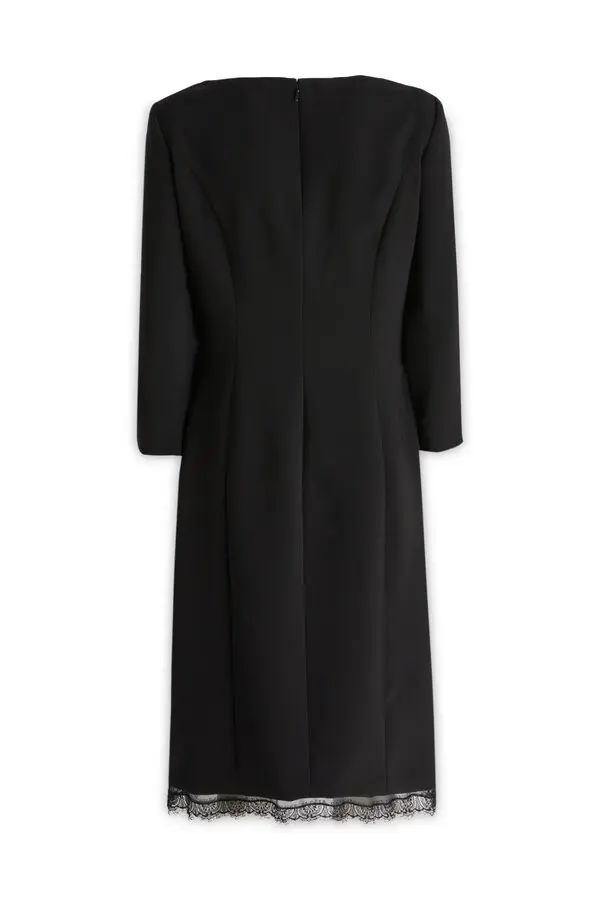 Alberta Ferretti Black Lace Trimmed Dress