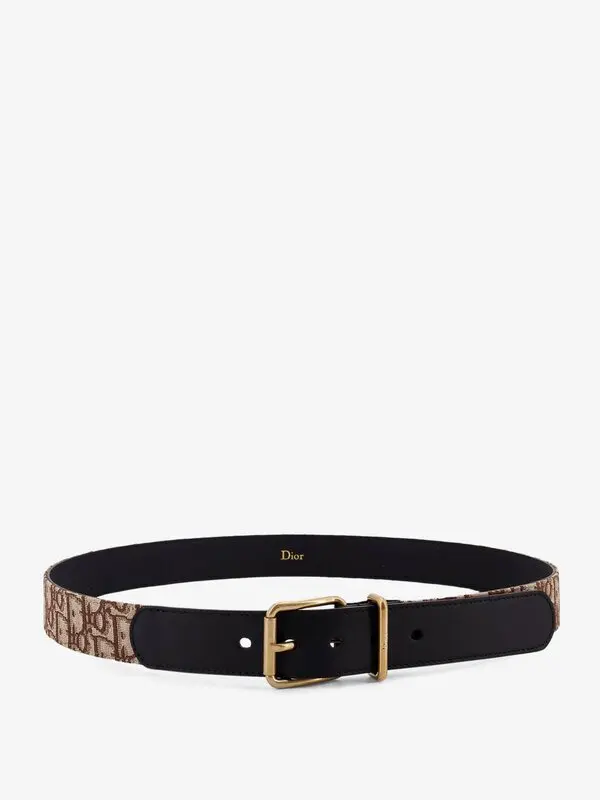 Dior Leather Belt With All-over Oblique Logo - Multicolor