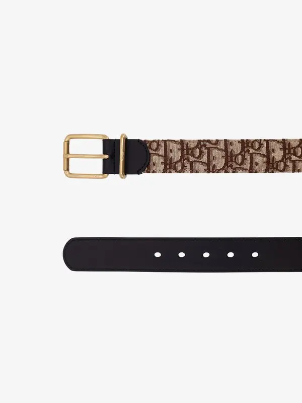 Dior Leather Belt With All-over Oblique Logo