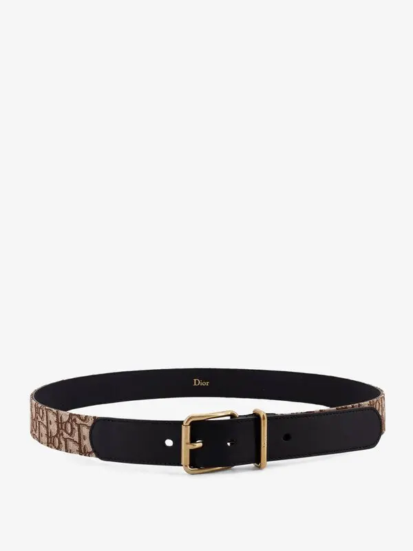 Dior Leather Belt With All-over Oblique Logo