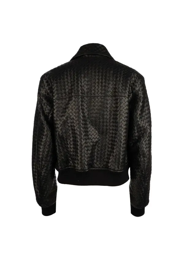 Bottega Veneta Woven Leather Bomber Jacket
