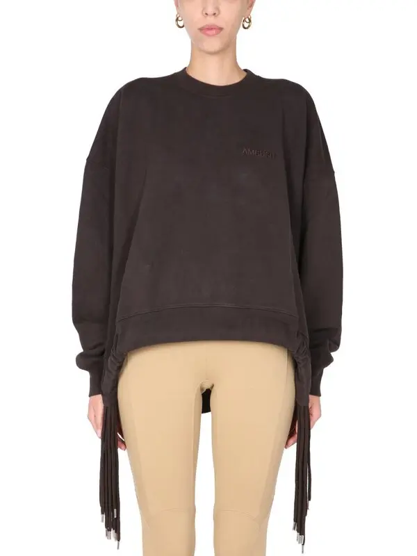 AMBUSH Crew Neck Sweatshirt With Drawstring Detail - Brown