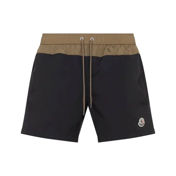 Moncler Polyamide Swim Shorts With Logo Detail - Black