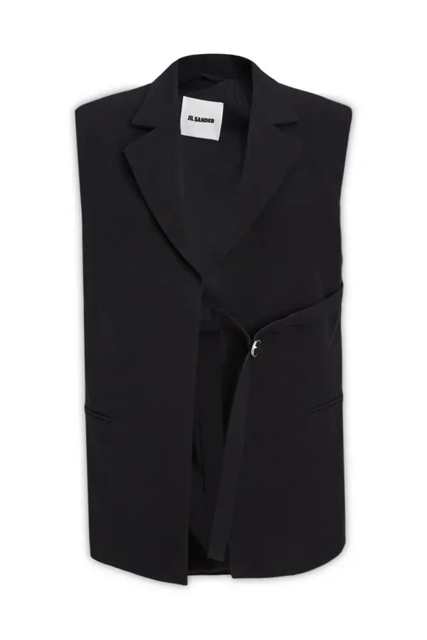 JIL SANDER Sleeveless Blazer With Metal Clasp