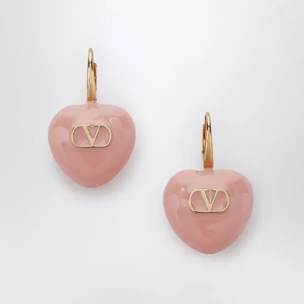 Valentino Garavani Heart Logo Enamel Earrings - Silver