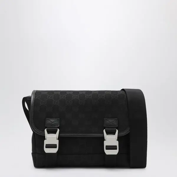 Gucci Gg Fabric Shoulder Bag With Buckle Closures - Black