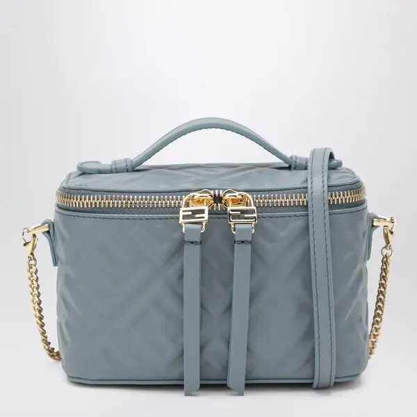 Fendi Light Nappa Leather Vanity Bag With Embossed Ff Motif - Blue