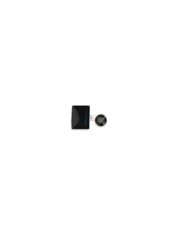 Dries Van Noten Stone Ring With Black Stones - Silver