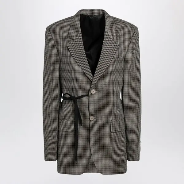 Balenciaga Single Breasted Vichy Pattern Jacket With Side Lace Detail - Green