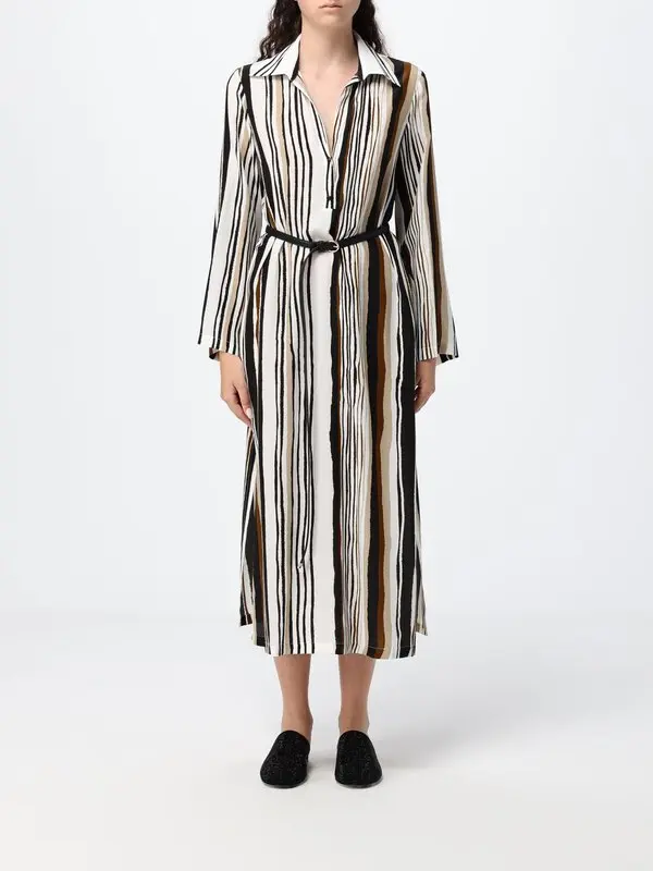 Max Mara Striped Silk Shirt Dress - Blue
