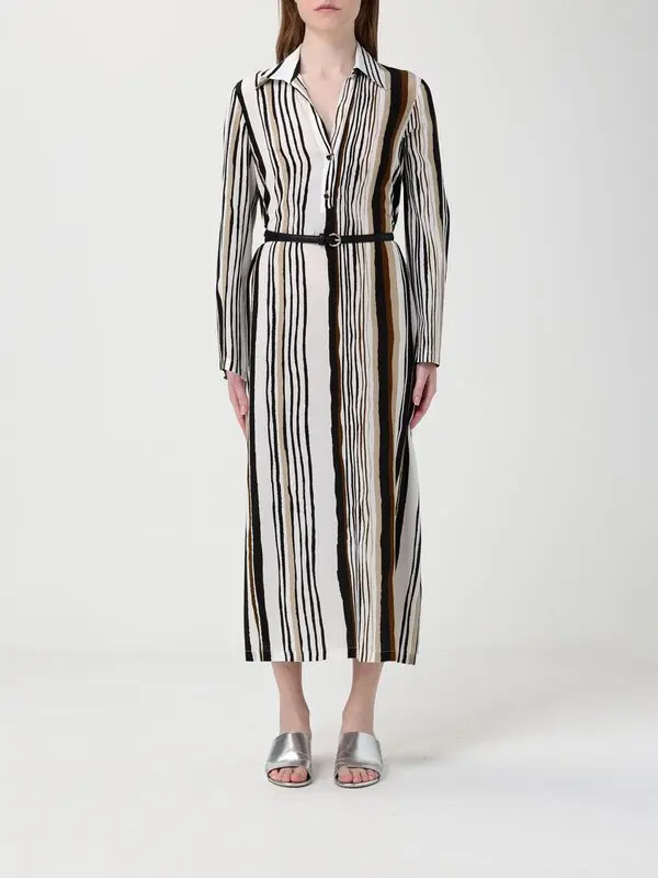 Max Mara Striped Silk Shirt Dress - Blue