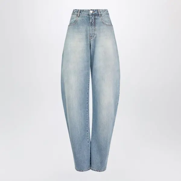 Alaïa Low-rise Curved-leg Raw Denim Jeans - Blue