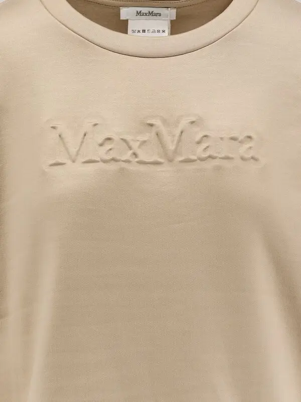 Max Mara Silk And Cotton Blend Crewneck Sweatshirt With Logo