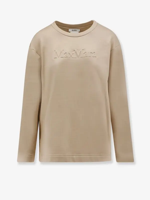 Max Mara Silk And Cotton Blend Crewneck Sweatshirt With Logo - Multicolor