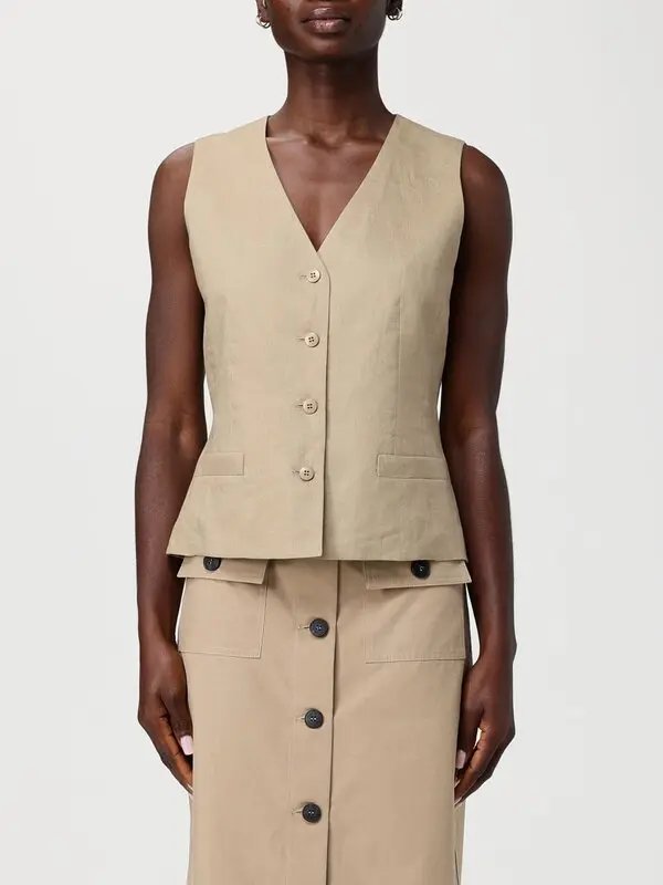 Max Mara Sleeveless V-neck Waistcoat With Button Closure - Multicolor